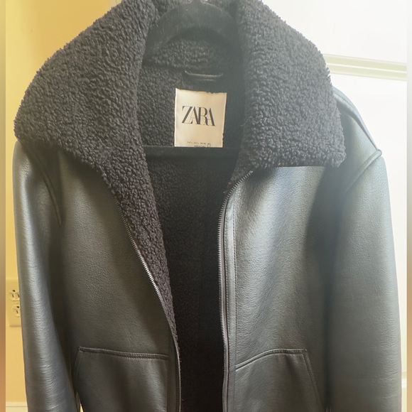 Zara | Jackets & Coats | Zara Black Shearling Jacket | Poshmark
